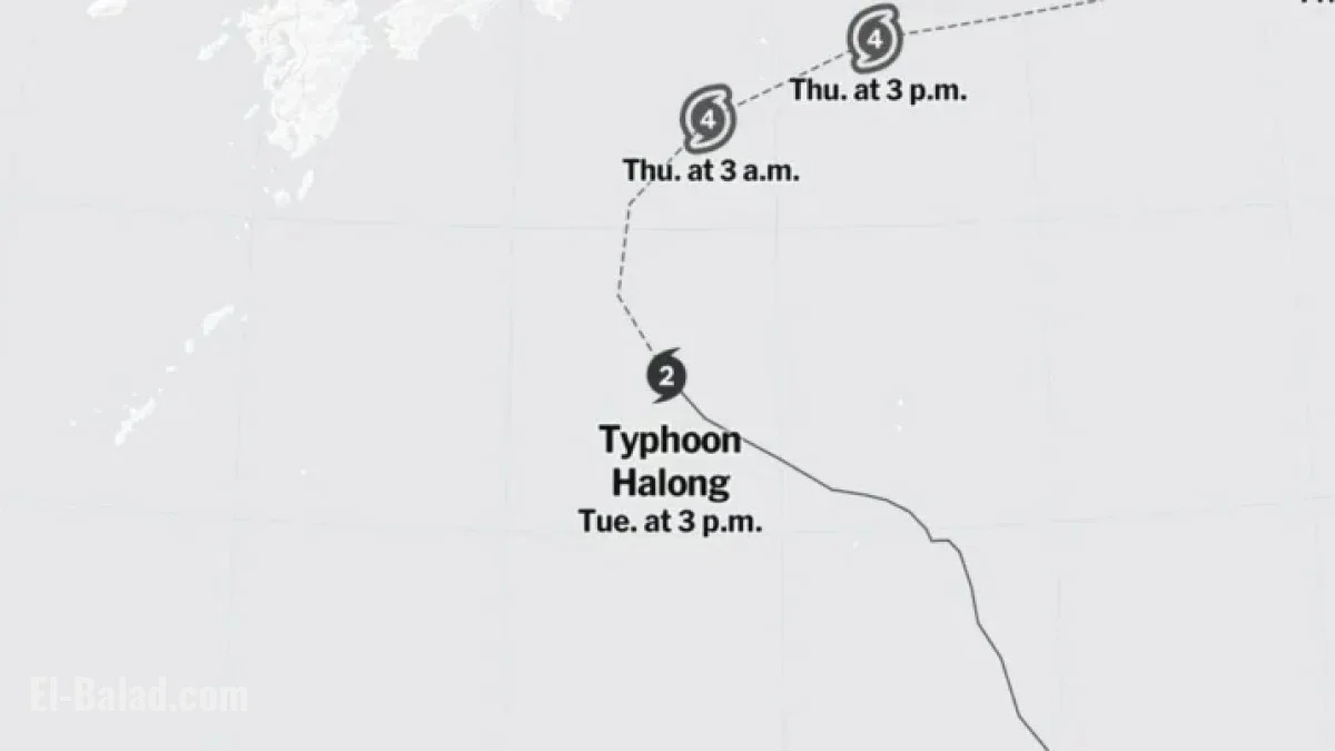 Typhoon Halong: Interactive Maps Track Its Path - El-Balad.com